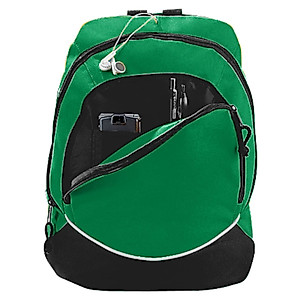 Augusta Sportswear Large Tri-Color Backpack, One Size, Kelly/Black/White