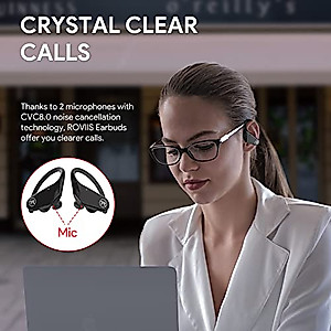 ROVIIS Wireless Earbuds Bluetooth 5.3 Earphones IPX7 Sport Earbuds for Running Workout Bass Stereo Headphones with Ear Hook Microphones Over Ear Earbuds for iPhone Android, Fast Pair