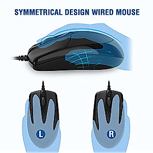 Wired Keyboard and Mouse Combo, EDJO Full-Sized Ergonomic Computer Keyboard with Palm Rest and Optical Wired Mouse for Windows, Mac OS Desktop/Laptop/PC