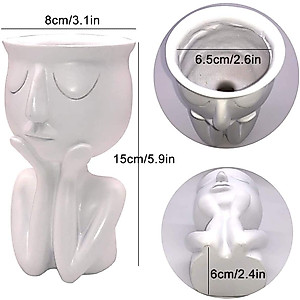 Creative Art Portrait Sculpture Vase Flower Pot Garden Storage Abstract Character Succulents Plant Pot Micro Landscape Decor for Mother's Day (Resin, Red)