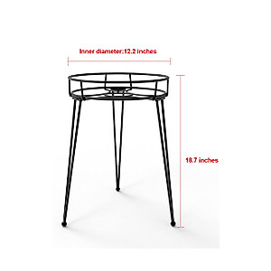 iLTreFlo Midcentury Modern Metal Potted Plant Stand 18.7 inches Tall Flower Pot Holder Large Rustproof Iron Garden Container Heavy Duty Rack for Planter,Black