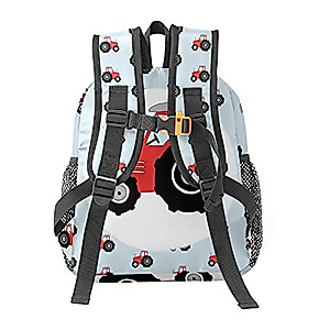 Personalized Red Black Tractor Pattern School Backpack with Name Preschool Bag for Children Kids