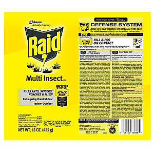 Raid Multi Insect Killer, Kills Ants, Spiders, Roaches and Flies, for Indoor and Outdoor use, 15 Oz (Pack of 4)