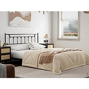 AOVSA Metal Queen Size Headboard, Victorian Farmhouse Style Queen Headboard, Easy Assembly, Steel Queen Headboard Only for Bedroom - Black