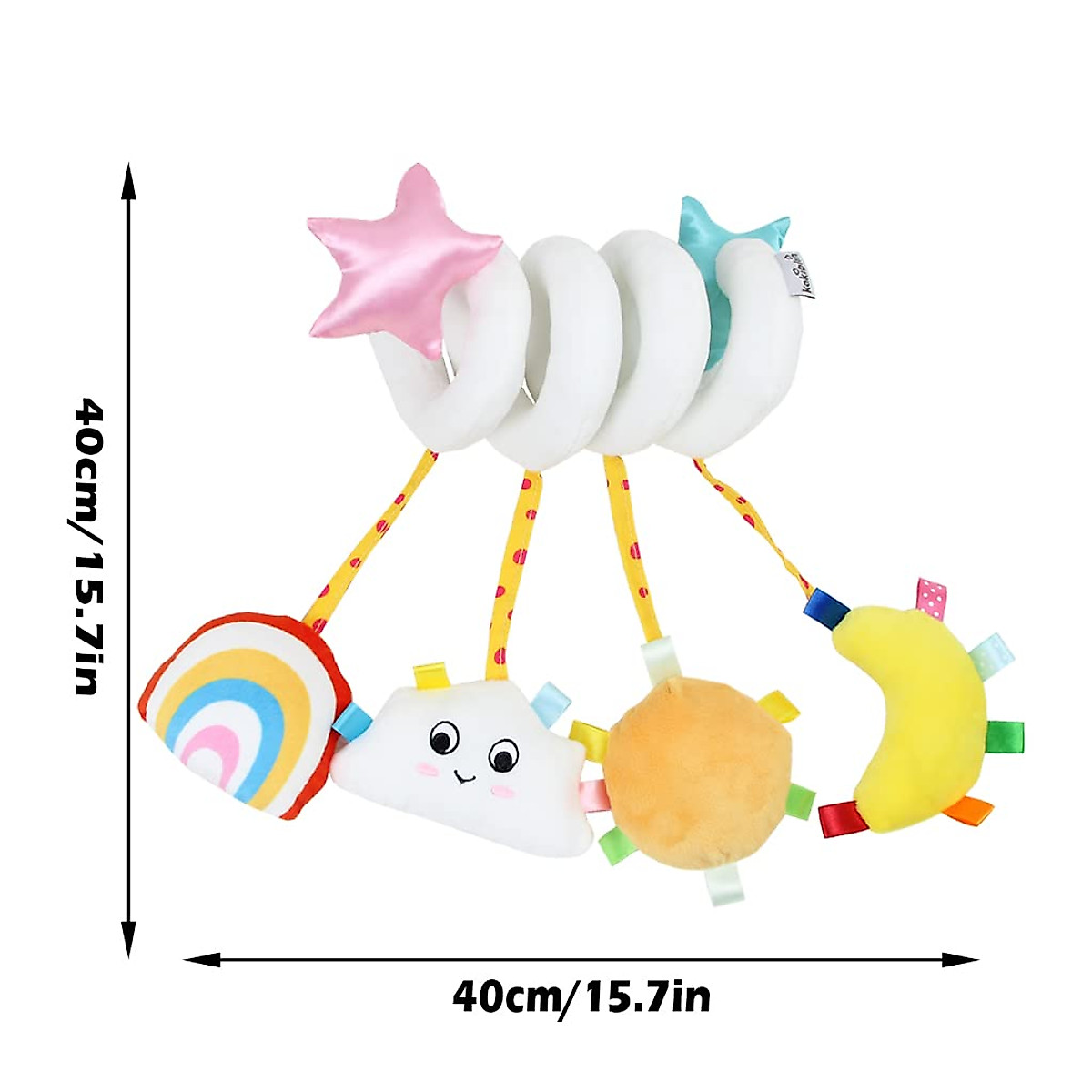 KAKIBLIN Hanging Toys for Car Seat Crib Mobile, Infant Baby Spiral Plush Toys for Crib Bed Stroller Car Seat Bar, White