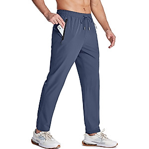 MAGCOMSEN Mens Pants Stretch Gym Pants Quick Dry Workout Athletic Pants Lightweight Sweatpants with Pockets Sweat Pants Men Adult Blue