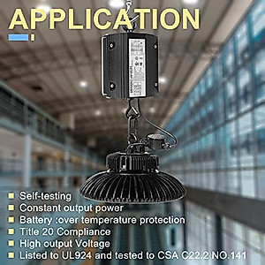 40W LED Emergency Backup Battery for UFO High Bay Light, Suitable for Dimmable Emergency LED Driver, Emergency Time 90 Minutes, AC Input 100-347V Output DC170V, UL Certified 5 Years Warranty (1-Pack)