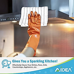 AIDEA Dish Towels-8Pack, 15”x25”, Super Soft and Absorbent, Multi-Purpose Microfiber Kitchen Towels for Home, Kitchen-White/Grey