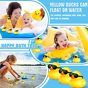 Chivao 100 Pcs Rubber Ducks with Sunglasses in Bulk Mini Yellow Rubber Duck Gifts Squeak Bath Float Bathtub Toys for Cruise Gift Exchange Christmas Birthday Party Supplies
