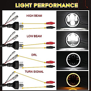 UNI-SHINE 4pcs 5 3/4" 5.75 LED Headlights with High Low Beam Amber turn signal White DRL, 5 3/4 led headlight Halo Ring