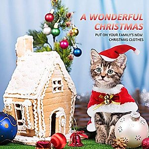 Syhood 4 Pieces Cat Christmas Costume Outfit Adjustable Cat Apparel Costume Cat Santa Christmas Hat and Scarf Cat Reindeer Antler Hat for Christmas Party Cosplay