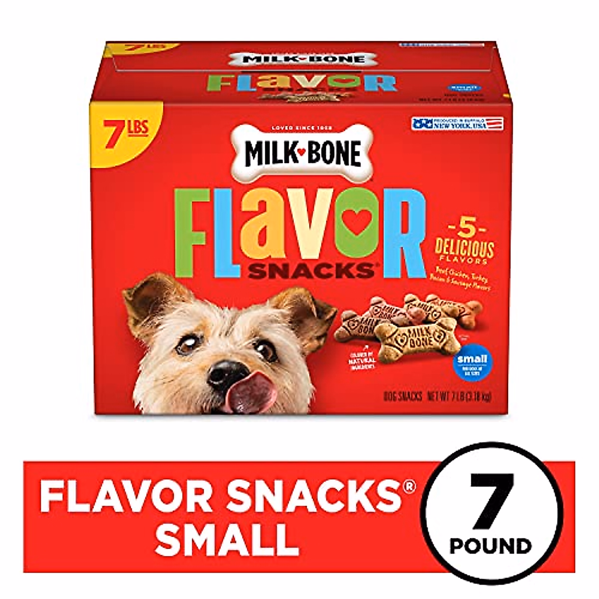 Milk-Bone Flavor Snacks Small Dog Biscuits, Flavored Crunchy Dog Treats, 7 Pound Box
