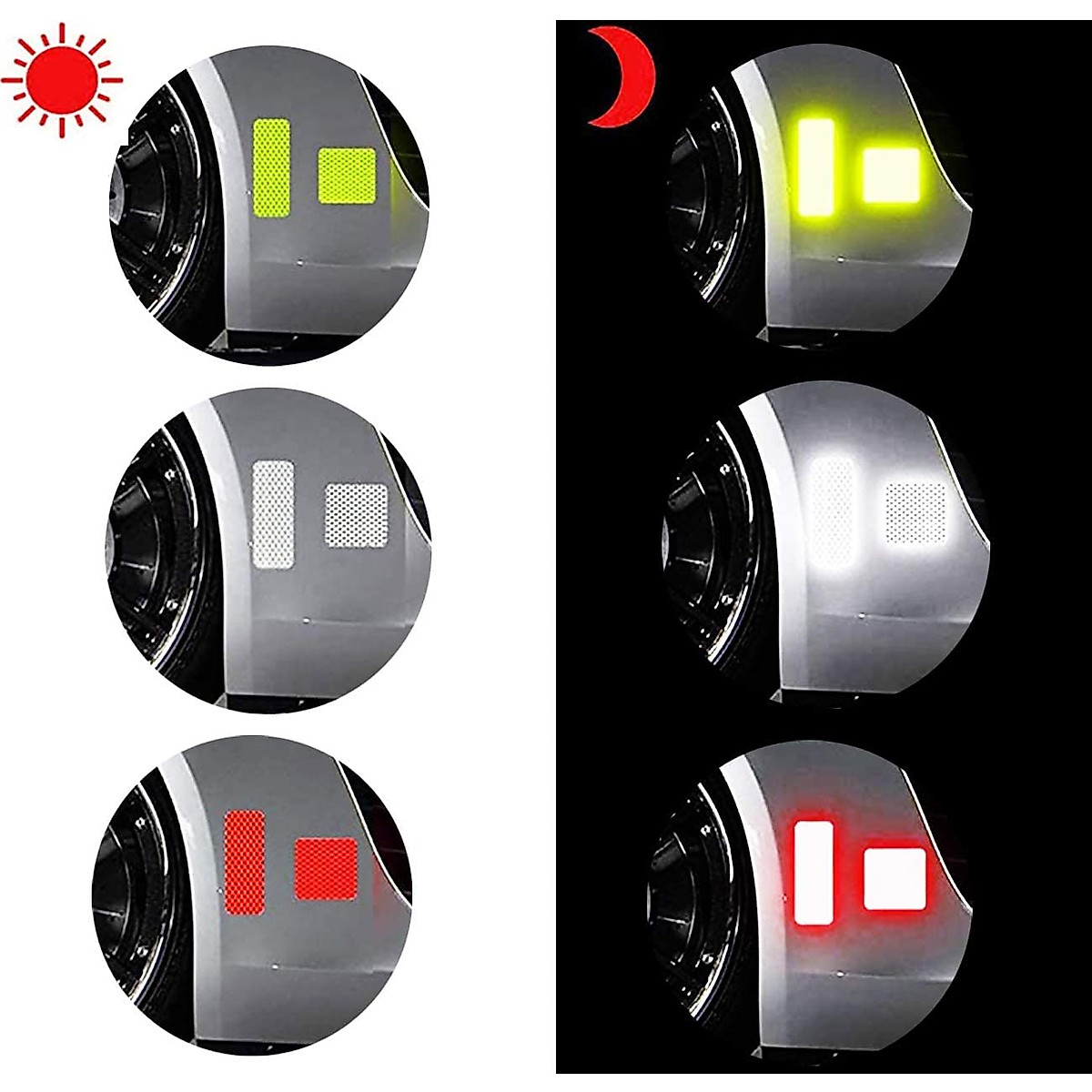 KOOUMOS 30pcs Reflective Decals Reflective Stickers Safety Warning Sticker Tapes Waterproofsp High Intensity Night Visibility Adhesive for Helmets Motorbike 1.18 x 3.25 Inch(3x8cm)