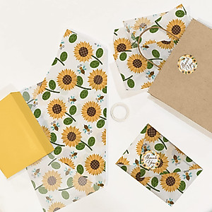 1.5" Sunflower and Bees Thank You Stickers - Sunflower Stickers - Thank You Labels for Favors - Packing Stickers - Small Business Thank You Stickers Rolls | 500 Pcs