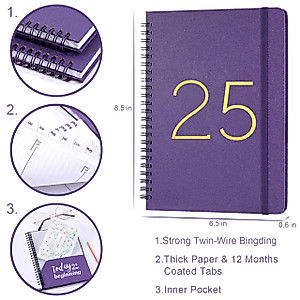 2023 Planner - Weekly Monthly Planner 2023, 2023 Planner with Tabs, January 2023 - December 2023, 6.45" x 8.45", Flexible Cover with Twin-Wire Binding, Banded - Purple