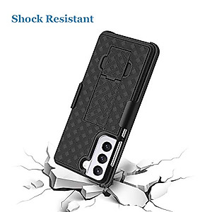 Fingic Galaxy S21 Case, Samsung Galaxy S21 Case Holster Case Combo Shell Slim Rugged Case with Built-in Kickstand Swivel Belt Clip Holster Shockproof Cover for Samsung Galaxy S21 6.2 inch 2021, Black