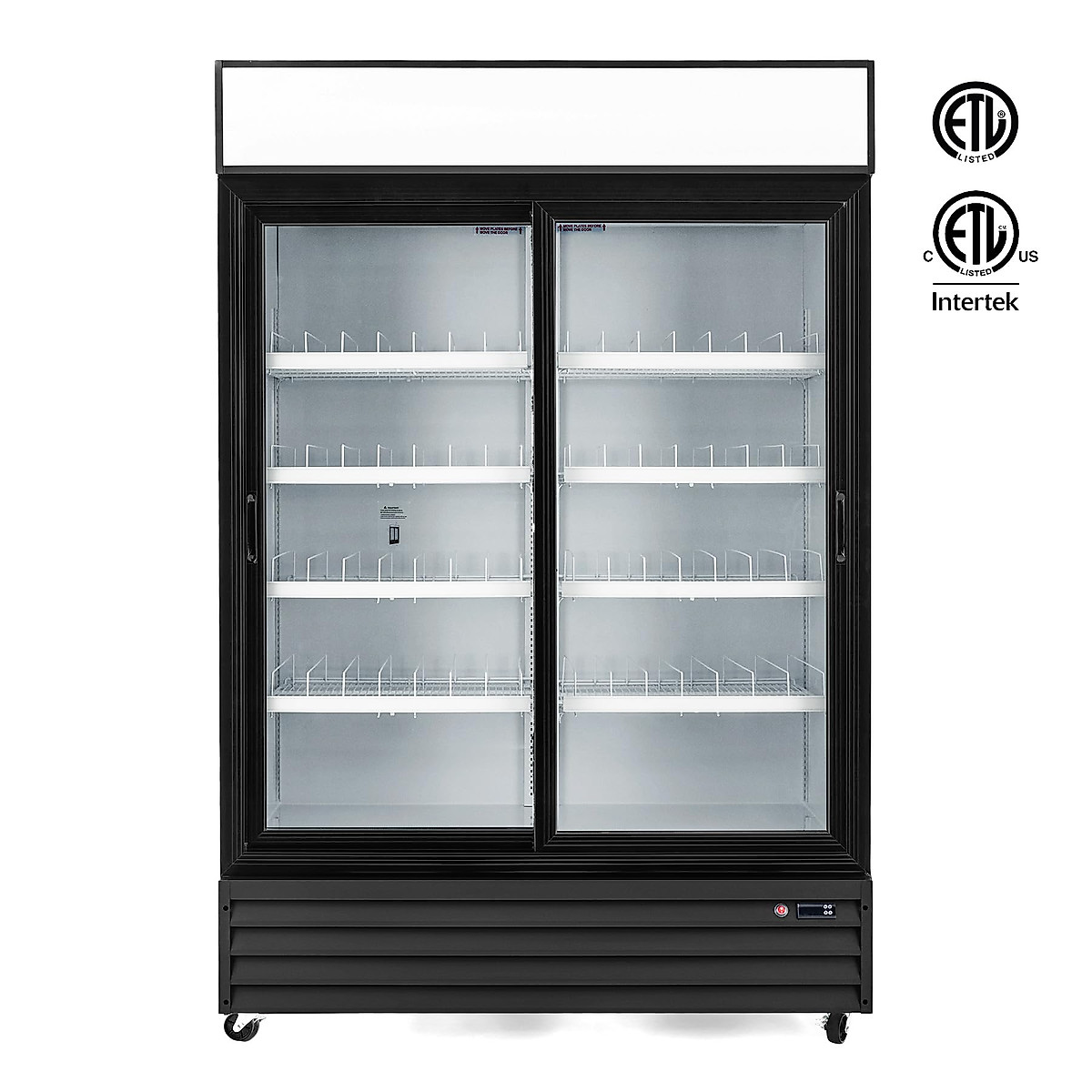 Wilprep Commercial Display Refrigerator, 35.1 cu ft 2 Sliding Door Merchandiser Refrigerator with LED Lights, 52.4 in Upright Beverage Cooler for Restaurant Retail Stores, ETL & ETL Sanitation Listed