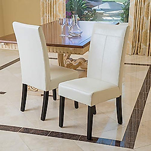 Christopher Knight Home Lissa PU Dining Chairs, 2-Pcs Set, Ivory