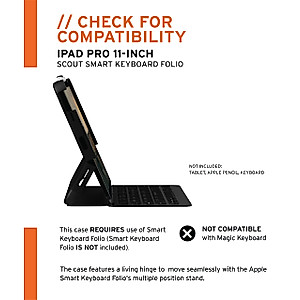 UAG Designed for iPad Pro 11" (4th Gen 2022, 3rd Gen 2021) Case Scout (REQUIRES use of Smart Keyboard) Protective Cover with Apple Pencil Holder, Black by URBAN ARMOR GEAR