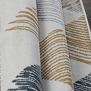 SUPERIOR Adrija Indoor 2' x 3' Area Rug for Living/Dining/Family Room, Bedroom, Kitchen, Playroom, Durable Polypropylene Rug for Home and Office, On Tile & Carpet, Modern Geometric Casual, Bone