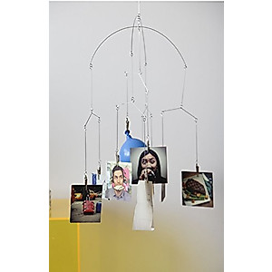 Kikkerland Hanging Display Photo Hanger Picture Collage Clip Mobile, Wall Bedroom Decor, Chrome Plated Steel