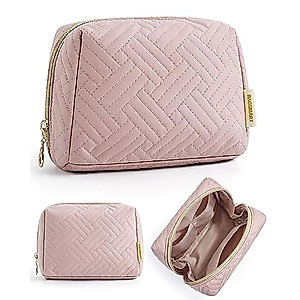 BAGSMART Small Makeup Bag, Travel Cosmetic Bag Make Up Pouch Small Travel Essentials for Women Dorm Room Essentials Pouch,Water-resistant Toiletry Bag,Makeup Organizer Bag,Pink