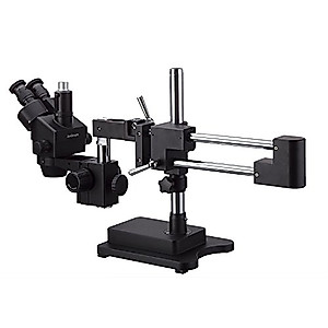 AmScope - 3.5X-180X Trinocular Stereo Zoom Microscope with Black Double Arm Boom Stand - SM-4TZZ-B