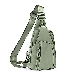 ASLABCREW Sling Bag with Adjustable Strap, Crossbody Daypack Chest Bag Small Backpack for Hiking Traveling, Sage Grey