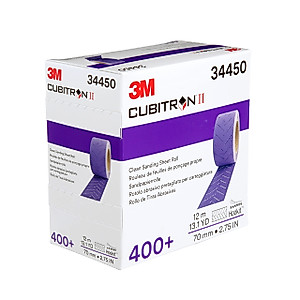 3M Cubitron II Hookit Abrasive Sheet Roll, 34450, Multi-Hole, 70 mm x 12 m, 400+ Grade, Automotive Sanding Roll Sandpaper for Coating Removal, Body Repair, Auto Sanding