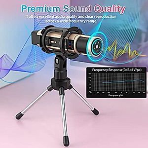 ZealSound Studio Recording Microphone, Condenser Broadcast Microphone w/Stand Built-in Sound Card Echo Recording Karaoke Singing for Phone Computer PC Garageband Smule Live Stream & YouTube (Gold)