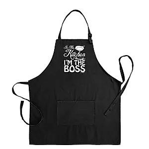 In This Kitchen I'm The Boss Funny Apron for Kitchen Two Pocket Apron Black [PPP]