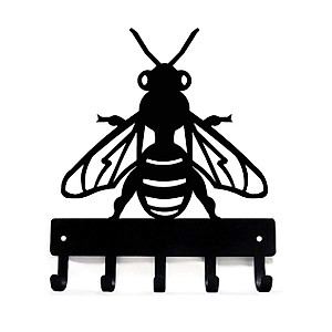 The Metal Peddler Honey Bee Key Rack Hanger - Small 6 inch Wide - Made in USA; Wall Mount