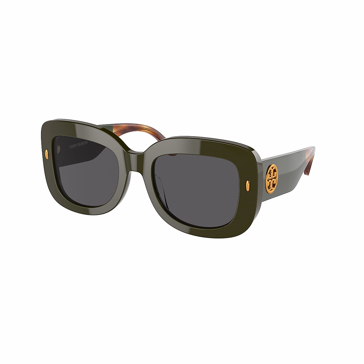 Tory Burch Women's Round Fashion Sunglasses, Olive/Solid Grey, One Size
