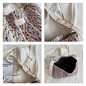 QTKJ Tote Bag, Canvas Shoulder Bag Leather adjustable shoulder straps Crossbody Bag, Large Size Canvas Tote Designer Tote Bag for women Vacation, Travel, Daily and Work（White）