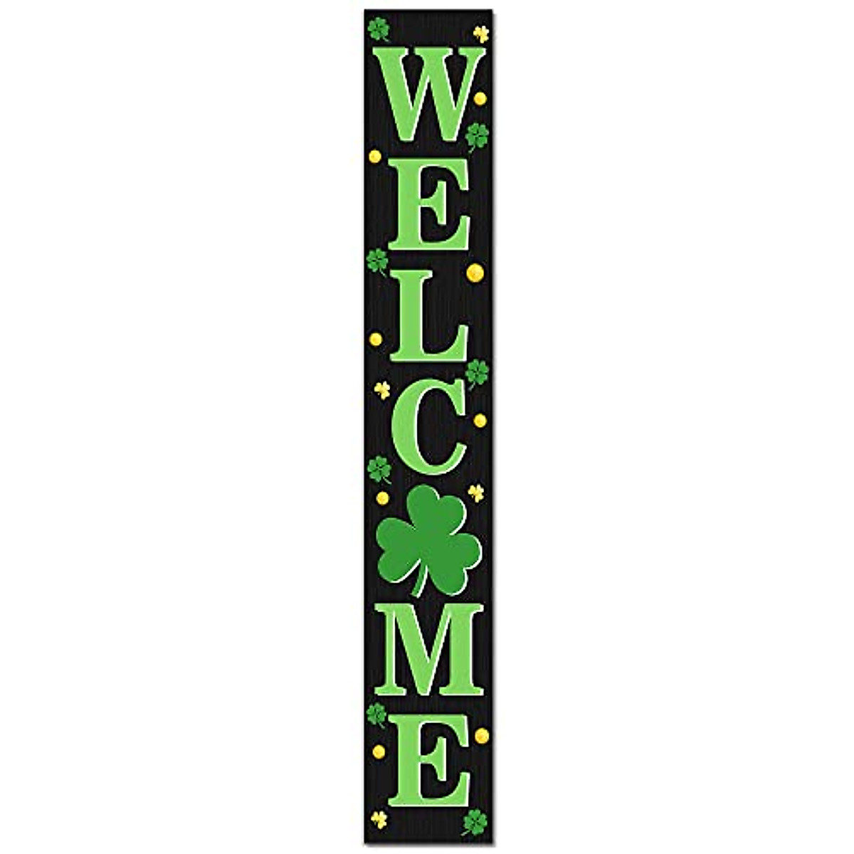 St. Patrick's Wooden Welcome Sign Vertical Porch Sign - Shamrock Lucky Coin Wooden Wall Art Sign for St. Patrick's Day Standing Hanging Home Front Door Wall Yard PartyIndoor Outdoor Decoration,47.2"H