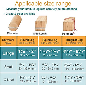16 Pcs Chair Leg Protectors for Hardwood Floors, Silicone Felt Furniture Pads Non Slip, Free Moving Table Leg Covers, Stool Leg Protectors Caps (Large fit : 1.3'' - 2'')