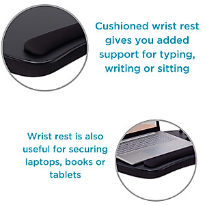BIRDROCK HOME Oversized Lap Desk with Memory Foam Cushion | Wrist Rest Cushion and USB Light | Fits Laptops Up to 17" | Matte Black | Portable Office Desk | Work from Home