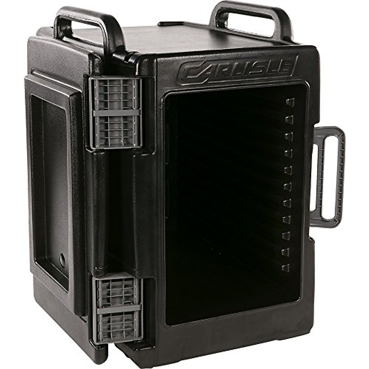 Carlisle FoodService Products Cateraide IT End Loading Insulated Food Pan Carrier Holds 6 Full Size 2.5" Pans with Handles for Catering, Kitchens, and Restaurants, Plastic, Black