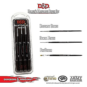 The Army Painter Dungeons and Dragons Underdark Paint Set Bundle with Nolzur's Marvelous Brush Set - Painting Set for Model Miniature Painting with 10 Warpaints and 1 D&D Drizzt Do'Urden Miniature