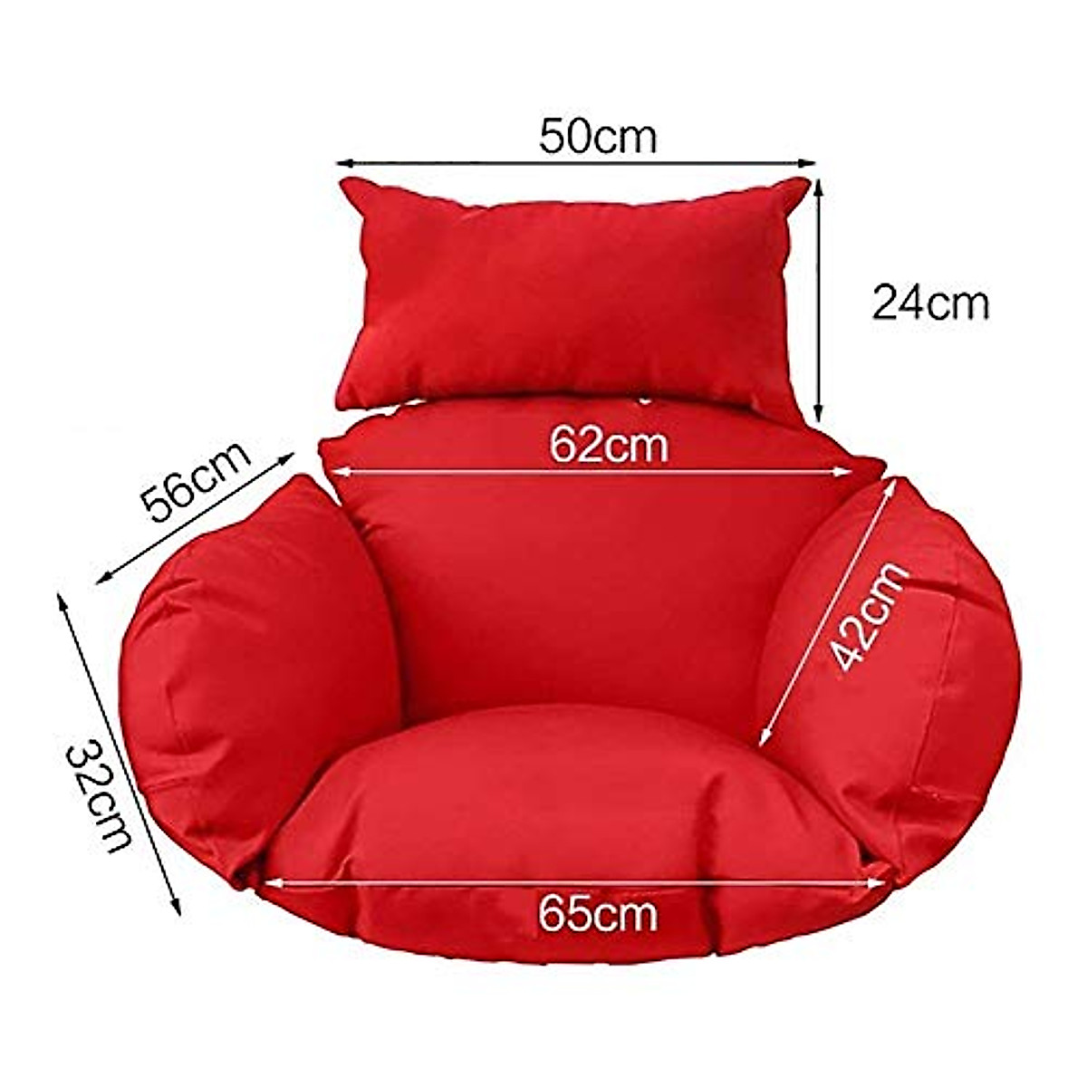 Waterproof Hanging Basket Seat Cushion, Hanging Egg Rattan Chair Wicker Hammock Pad Swing Chair Cushion, Balcony Patio Garden Back Cushion-Without Stand 916 (Color : Khaki, Size : 65x56x42cm)