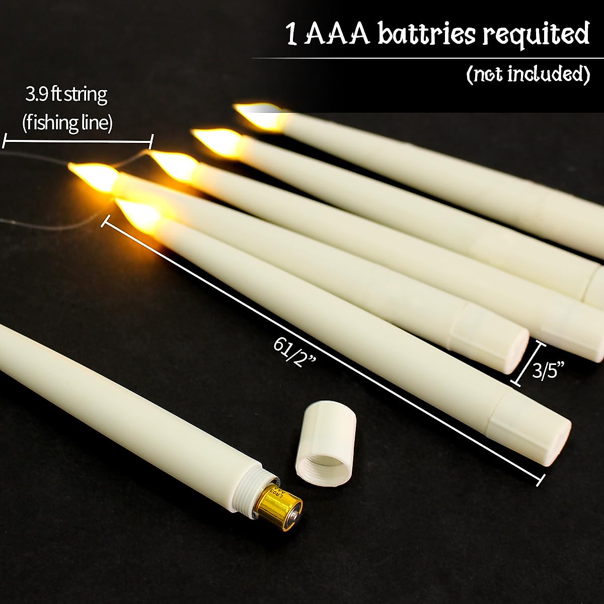 SUPERSUN Floating Candles with Wand Control, 12Pcs Hanging Flameless Candles, Christmas Candles for Christmas Decor Halloween Holiday Party Birthday Wedding Bedroom Window Home Décor