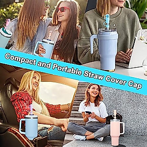 EXQUILEG Straw Covers Cap Fit for Stanley Cup, 8Pcs Silicone Straw Toppers Compatible for Stanley 30&40 Oz Tumbler, 10mm Drinking Straw Tip Covers Fit for Stanley Cups Accessories
