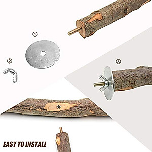 Bird Perch Nature Apple Hard Wood Stand, Parrot Stand Toy Branch Platform Paw Grinding Stick for Small Parakeets Cockatiels Conures Parrots Love Birds Finches Cage Accessories (Set 1)