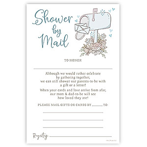Shower By Mail Blue Mailbox - Boy Baby Shower Invitations (20 Count) With Envelopes