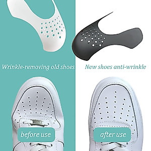 Qidie 2 Pairs Shoe Crease Protector Toe Box Anti-Wrinkle Sport Shoe Inserts Sneaker Crease Guard for Men & Women 4-12" (Men's 7-12, Black+White)