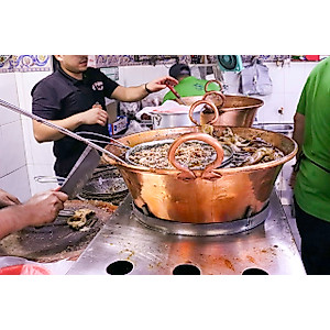 CELLY PARTY 21" Authentic and Cazo De Cobre Original Para Carnitas Large Heavy Duty Gauge Copper Pot Hand Hammered Made in Mexico 100% Copper Wok Jam Pan