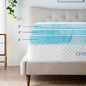 LINENSPA 2 Inch Gel Swirl Memory Foam Mattress Topper – Cooling Gel Infused – Pressure Relieving – CertiPUR Certified - Twin