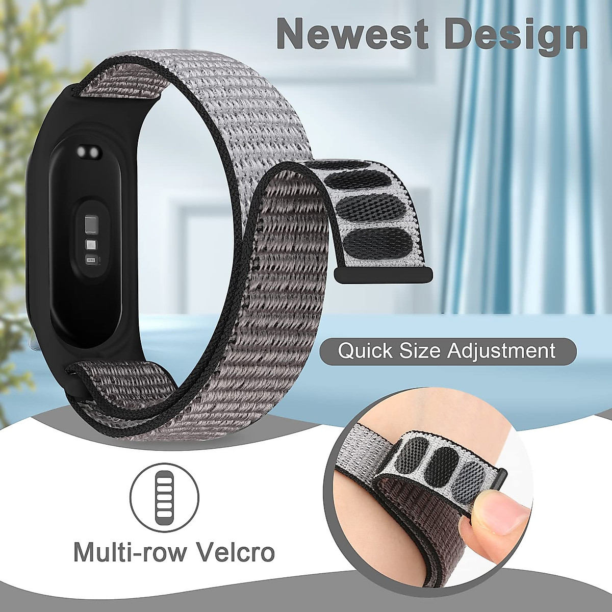 WNIPH Nylon Band Compatible with Xiaomi Mi Band 7/Mi Band 6/Mi Band 5/Mi Band 4/Mi Band 3/Amazfit Band 5, Soft Adjustable Sport Loop Wristband Replacement Strap for Xiaomi Mi Band 7/6/5/4/3 Women Men