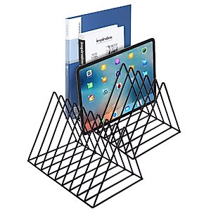 Paper Organizer for Desk - 2 Pack Office Organization Vertical File Folder Organizer for Desk Top File Sorter Rack Mail Sorter Organizer Magazine File Holder Storage Display Book Organizer Desktop