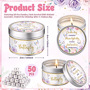 Threlaco 50 Pcs Baby Shower Party Favors Candles Lavender Scented Gender Reveal Candle Gifts Bulk Candles for Favors Baby Shower Favors Rustic Tea Lights Candles Return Gifts (Flower and Butterfly)